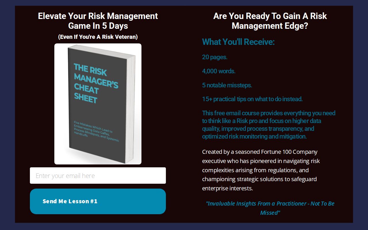The Risk Manager's Cheat Sheet